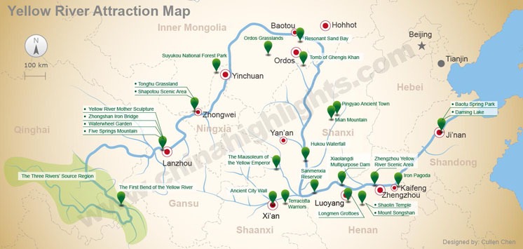 Yellow River Maps: Location, Attractions, Gorge