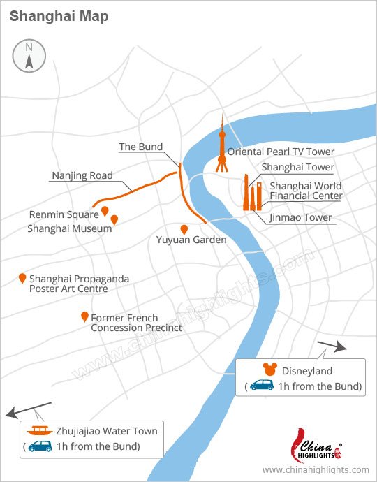 Shanghai Tourist Map In Shanghai Neighbours, Information About Cities