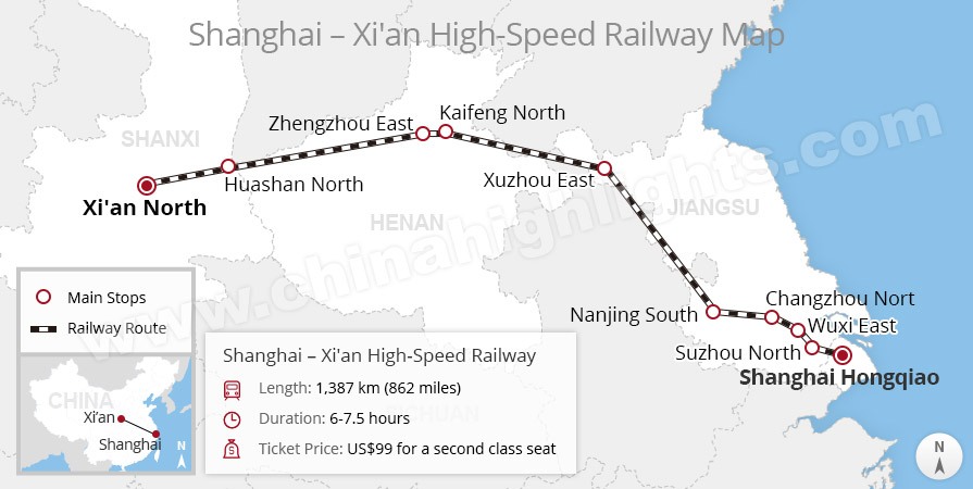 Shanghai to Xian/Xi'an to Shanghai Train, Bullet Train Schedules ...