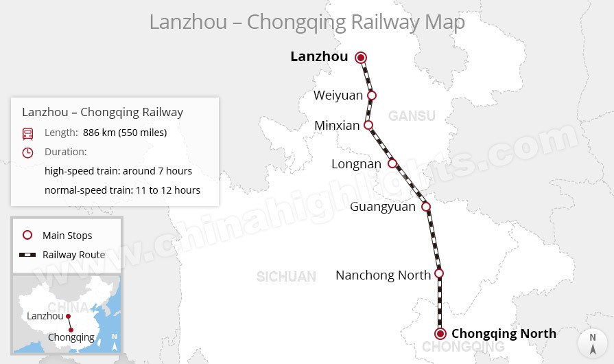 Lanzhou to Chongqing/Chongqing to Lanzhou High-Speed Train