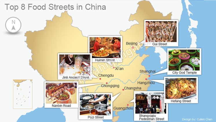 China's Top 8 Food Streets, China's Best / Most Popular Food Streets