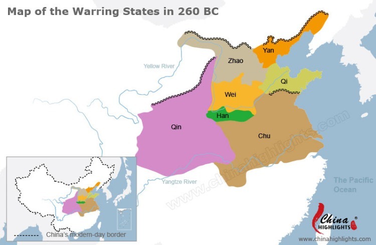 The Warrior State Dynasty Map - Ancient China Maps - China Highlights