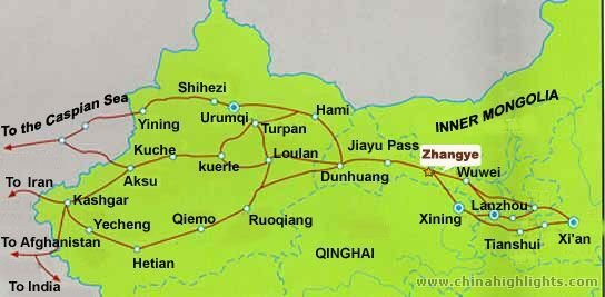 Zhangye Maps, Maps of Zhangye's Tourist Attractions