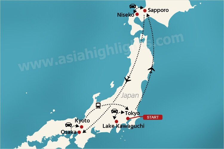 14-Day Japan Highlights Tour with Skiing in Hokkaido