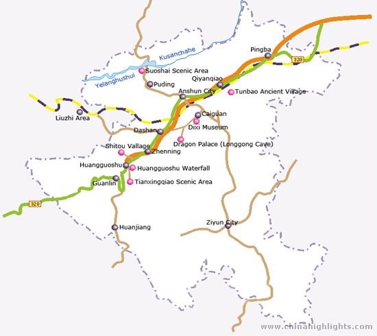 Anshun Maps, Maps of Anshun Attraction and Location